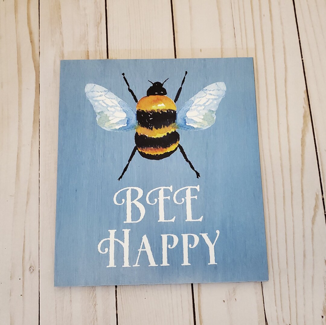 Wood Bee Happy Sign, Bee Sign, Bee Happy Wreath Sign - Etsy