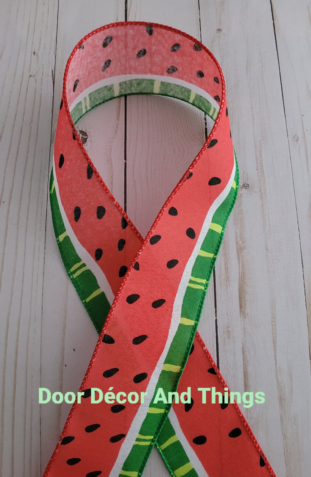 2.5" Watermelon Ribbon, Wired Red Watermelon Ribbon, Summer Ribbon - Etsy