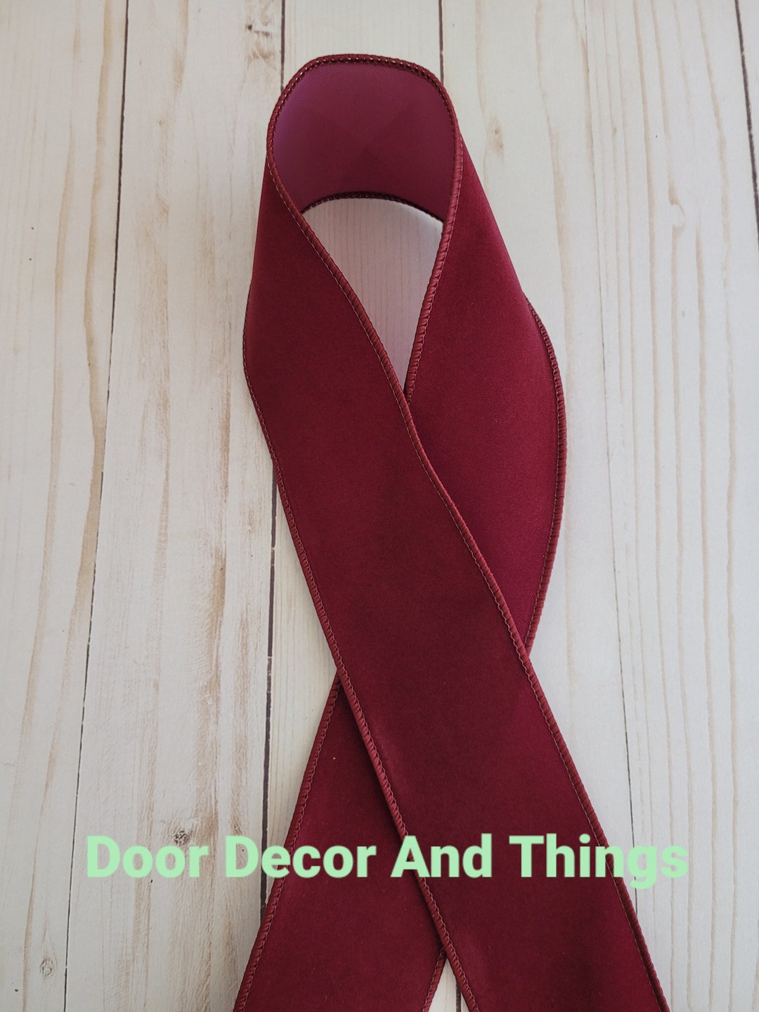 2.5 Wired Burgundy Velvet Ribbon, Burgundy Velvet Ribbon, Burgundy ...