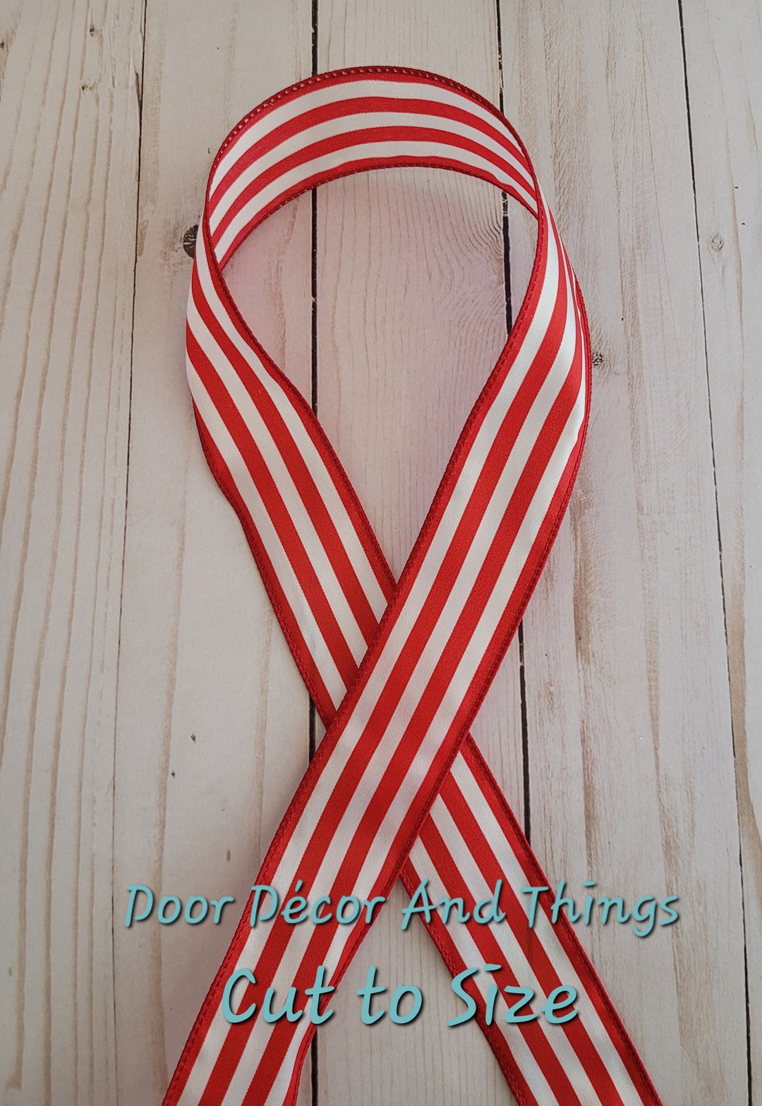 1.5" Red White Stripe Wired Ribbon, Red Carnival Stripe , Red White ...