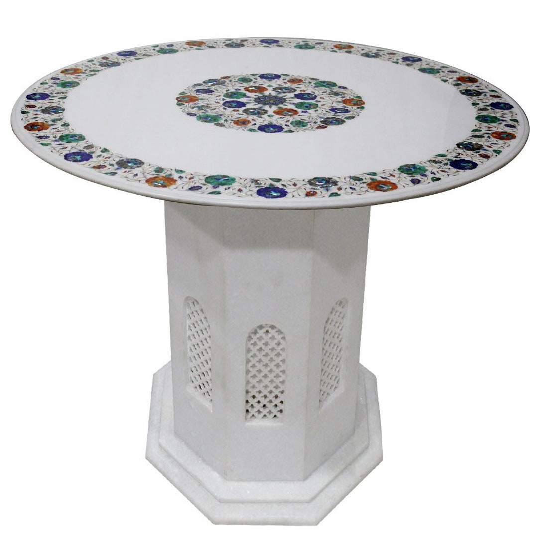 Luxurious Round Marble Dining Table, Handmade Marble Table for Office ...