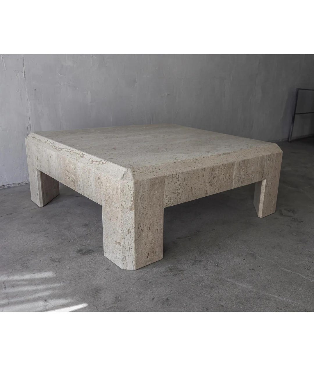 Minimalist Travertine Square Coffee Table, Natural Travertine Decor ...