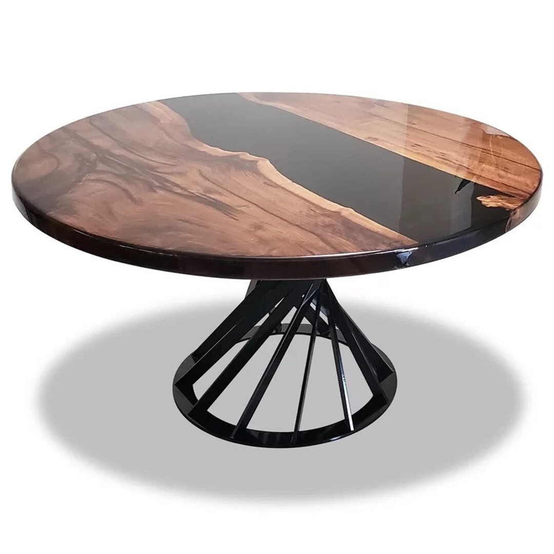 Natural Wood Epoxy Resin Center Table, Transparent Epoxy Resin Coffee ...