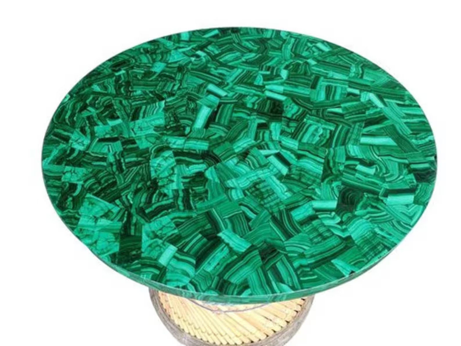 Malachite Coffee Table Top Natural Stone Round Slab - Etsy