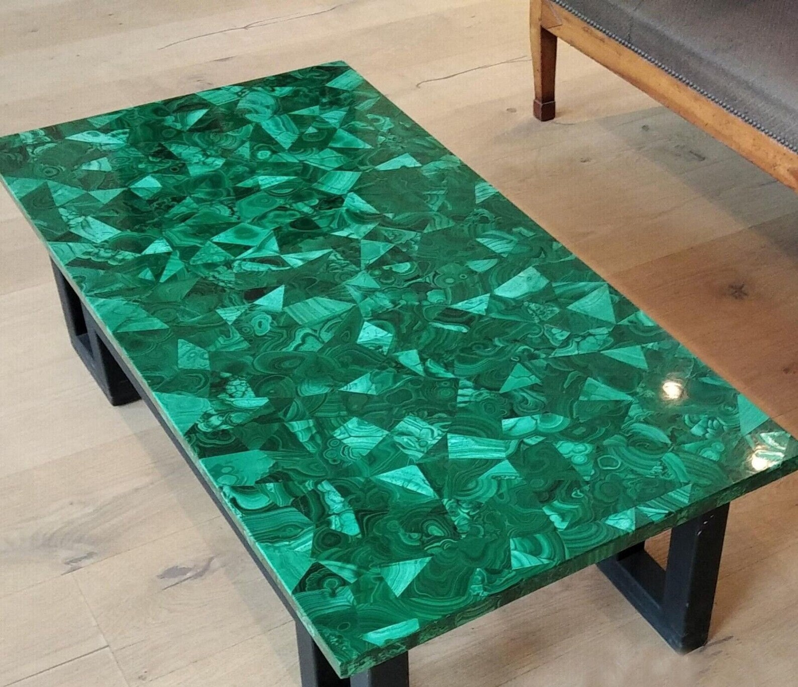 Natural Malachite Stone Center Table, Luxury Green Stone Centerpiece ...