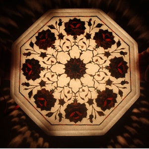 Hand-crafted Paua Shell Marble Inlay Table, Iridescent Shell Marble ...