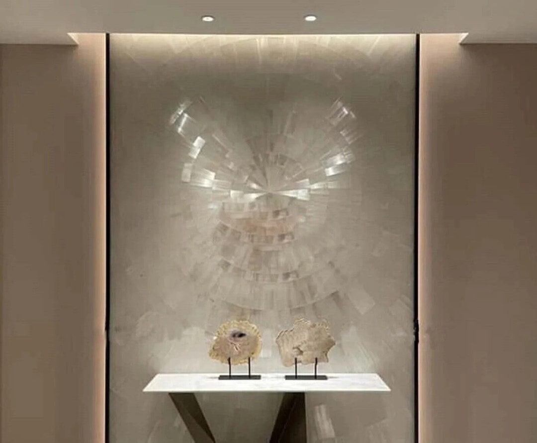 Natural Selenite Statement Piece for Foyers, Luxury Crystal Wall Panel ...