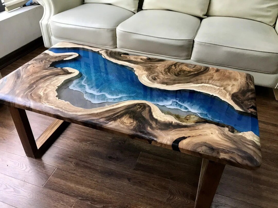 Ocean Wave Epoxy Resin Table, Statement Epoxy Furniture, Live Edge ...