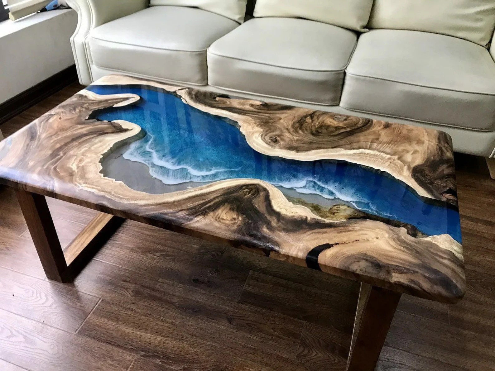Ocean Wave Epoxy Resin Table, Statement Epoxy Furniture, Live Edge ...