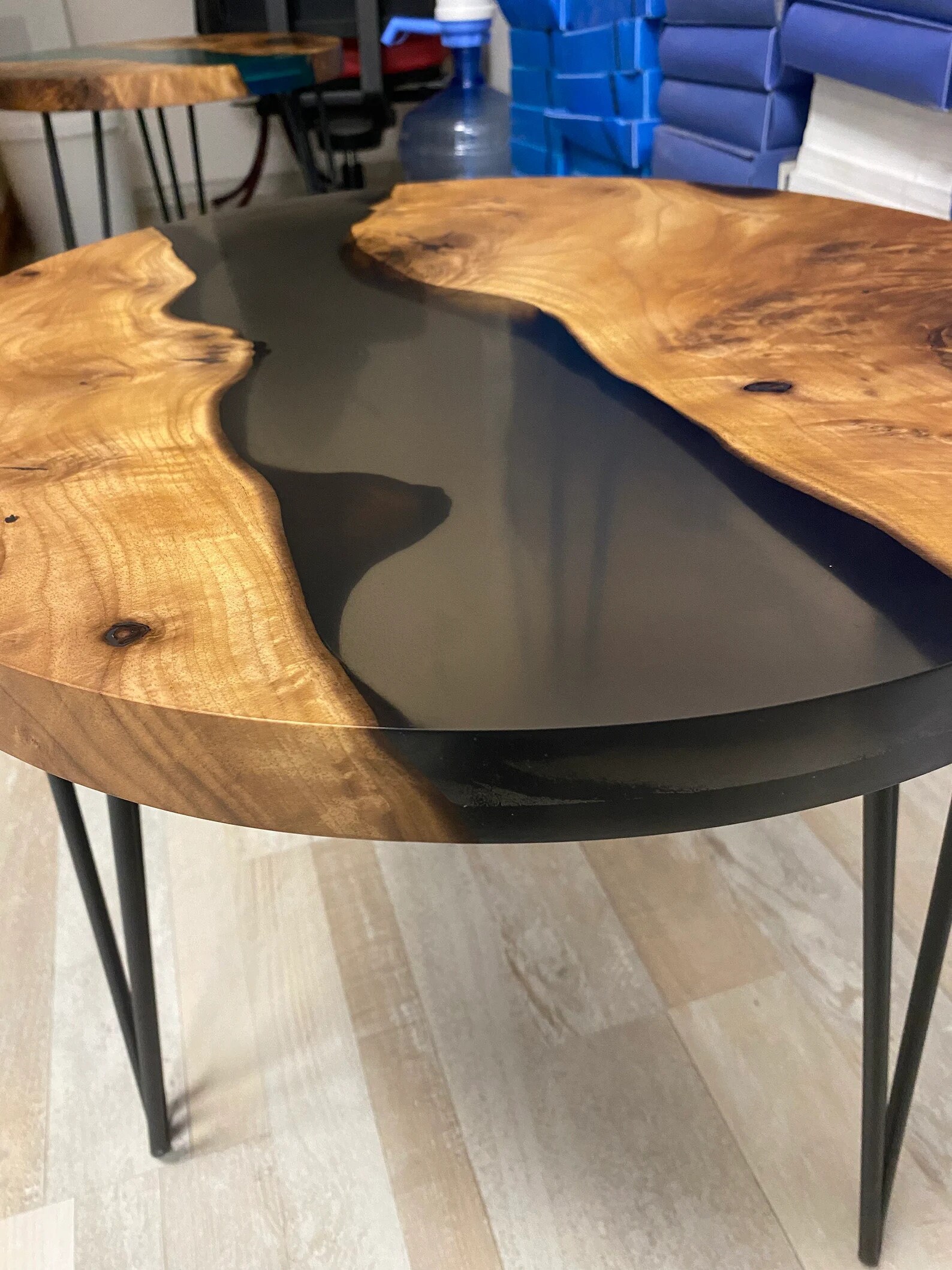 Transparent Epoxy Resin & Wood Coffee Table, Natural Wood Epoxy Accent ...