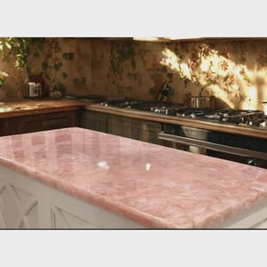 Rose Quartz Kitchen Countertop, Luxury Pink Crystal Slab - Etsy