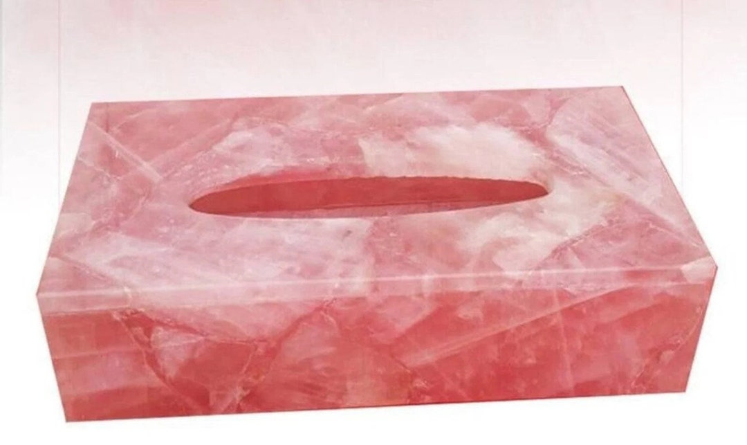 Natural Stone Rose Quartz Tissue Box, Bathroom Accessories, Office Desk ...