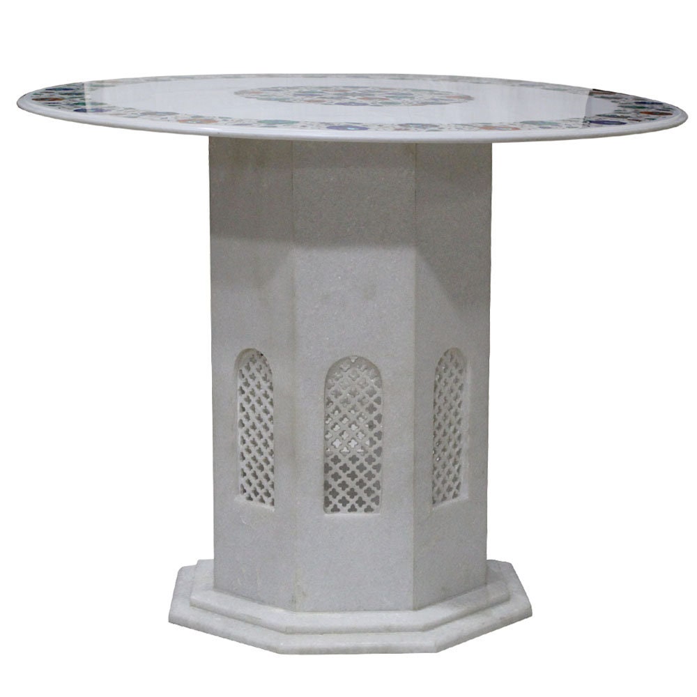 Luxurious Round Marble Dining Table, Handmade Marble Table for Office ...