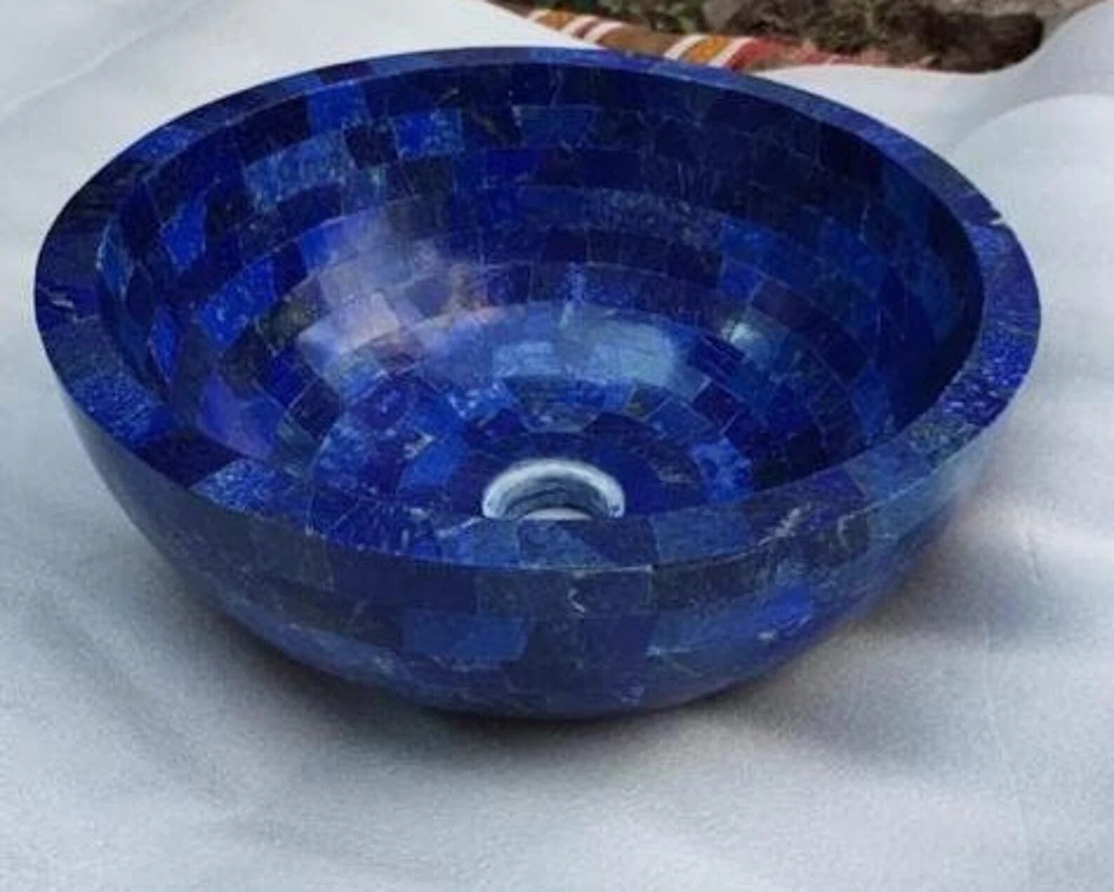 Luxury Stone Bathroom Fixture, Gemstone Sink Centerpiece, Lapis Lazuli ...