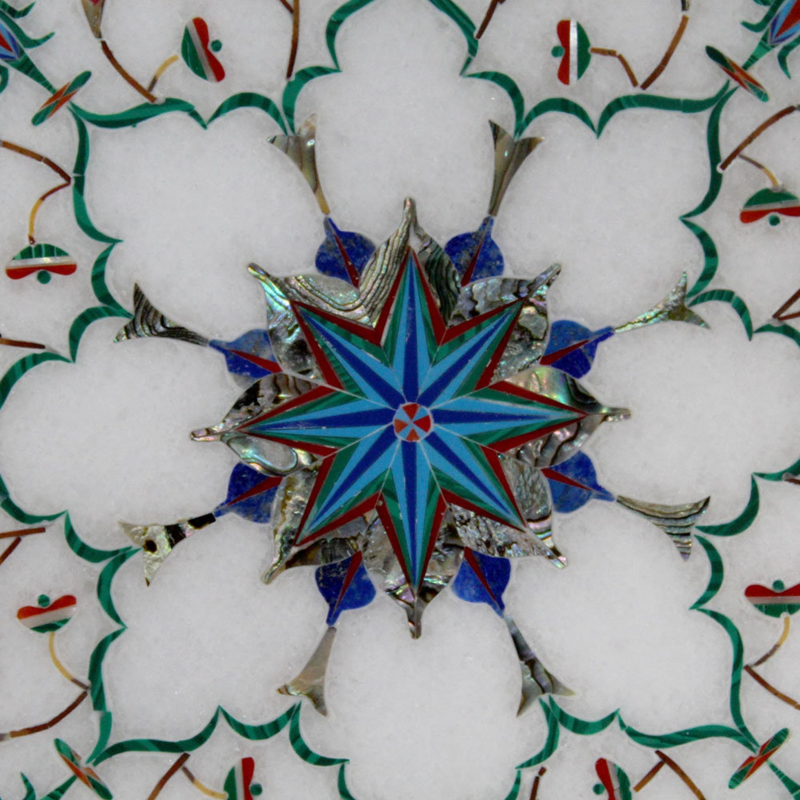 Hand-crafted Paua Shell Marble Inlay Table, Iridescent Shell Marble ...