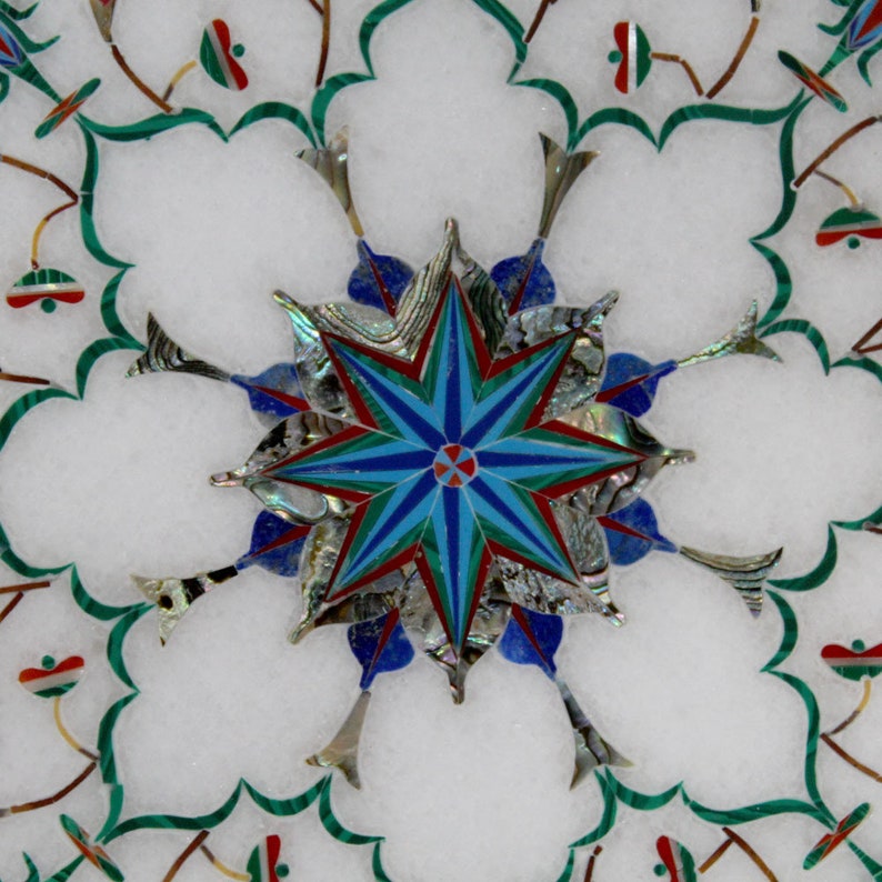 Hand-crafted Paua Shell Marble Inlay Table Iridescent Shell - Etsy