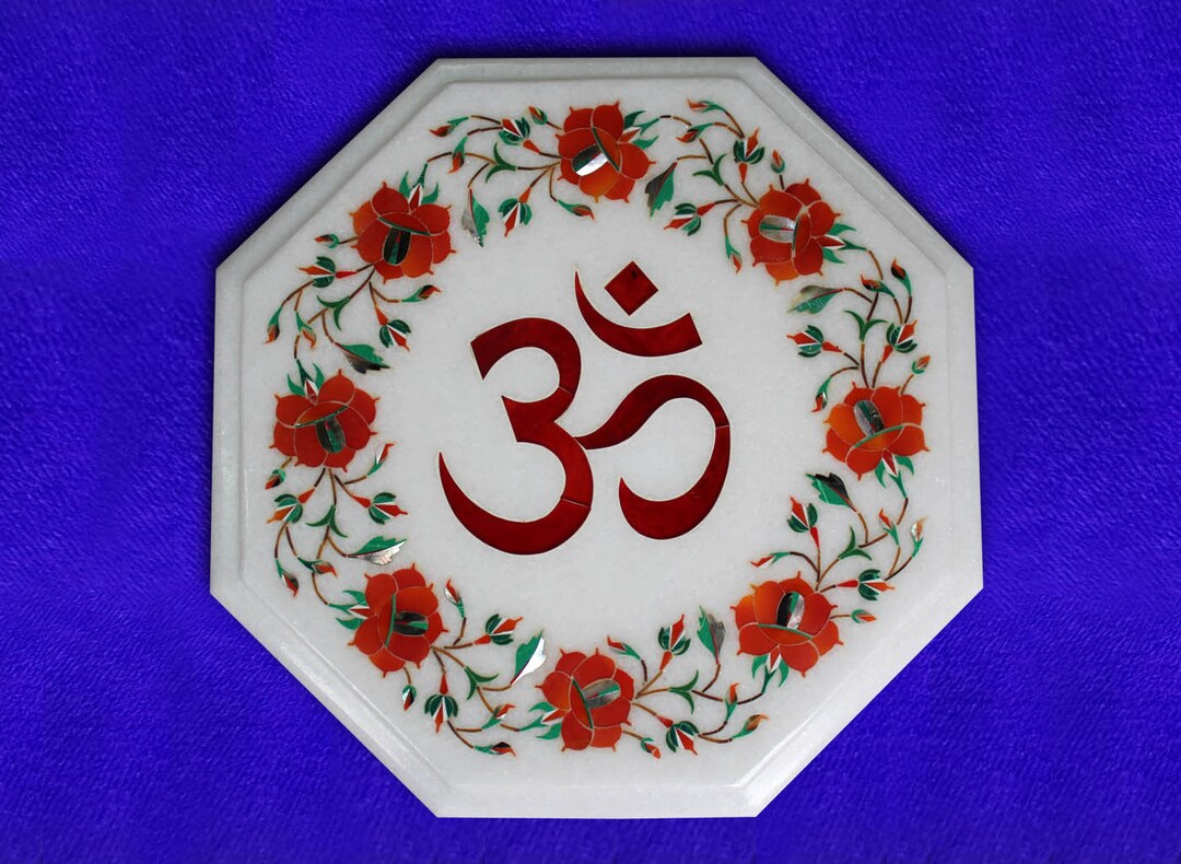 Handcrafted Marble Om Wall Art, Marble Inlay Pietra Dura Wall Decor ...