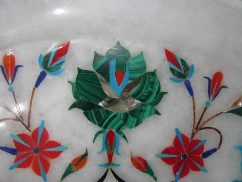 Decorative Multi-color Round Marble Plate, Serving Platter, Dry Snacks ...