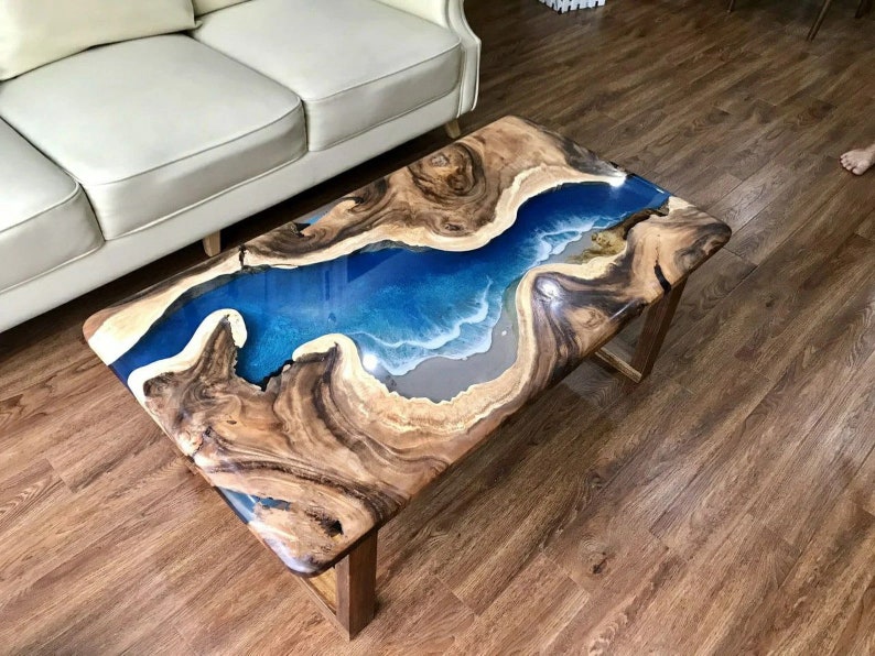 Ocean Wave Epoxy Resin Table, Statement Epoxy Furniture, Live Edge ...
