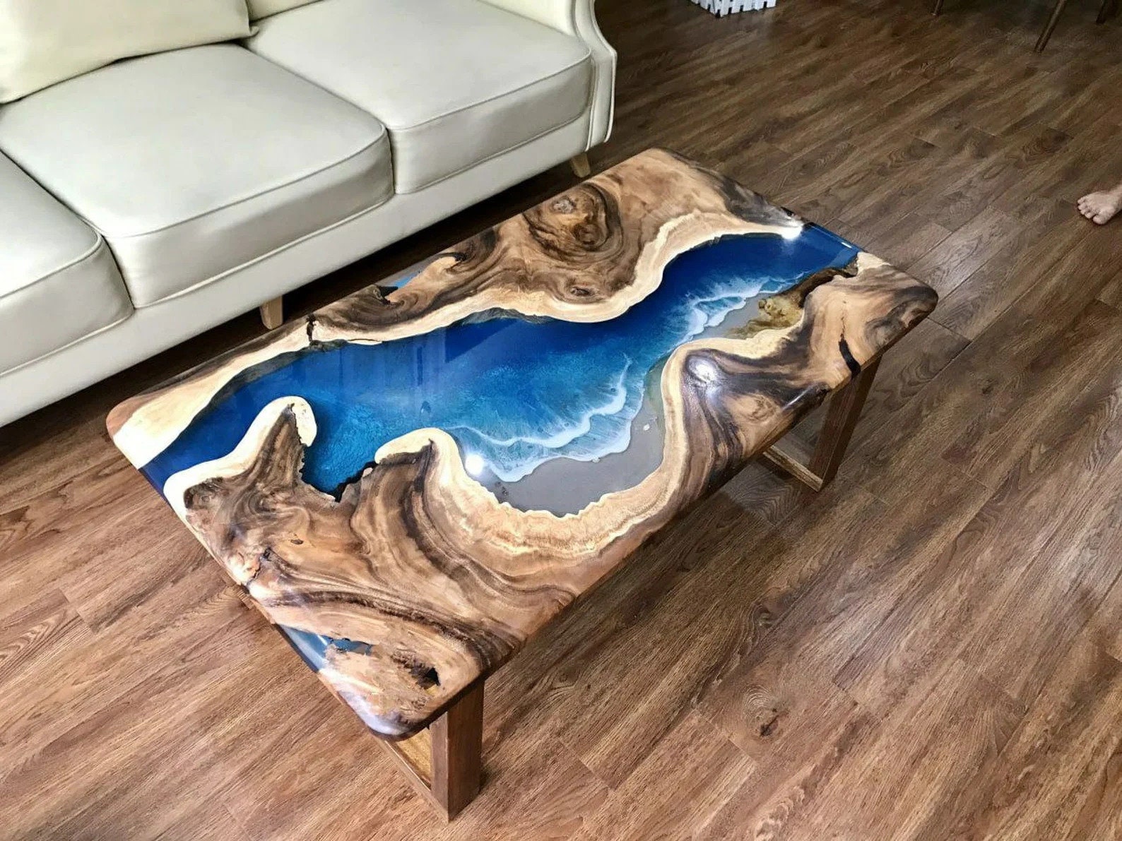 Ocean Wave Epoxy Resin Table, Statement Epoxy Furniture, Live Edge ...