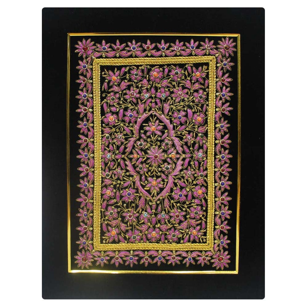 Handmade Luxurious Zardozi Wall Hanging, Intricate Embroidery Wall ...