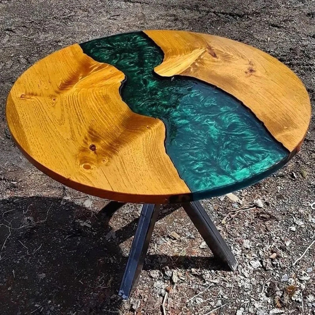 Epoxy River Coffee Table With Green Hues, Statement Epoxy Resin Art ...