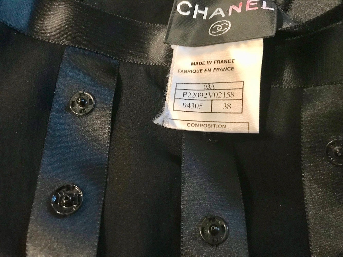 Vintage Chanel 03A, 2003 Fall Snap Collection Black Mini Dress Top ...