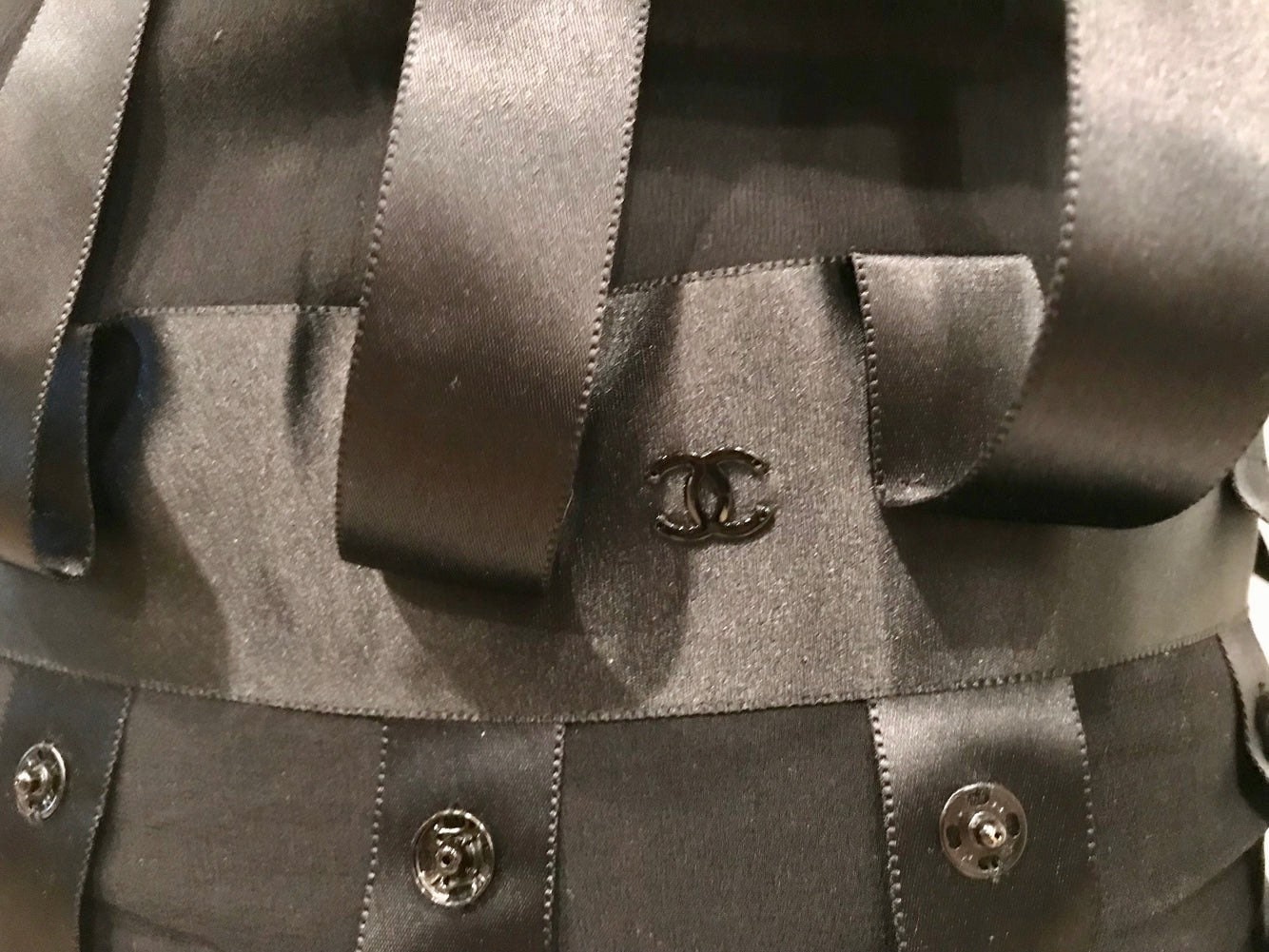 Vintage Chanel 03A, 2003 Fall Snap Collection Black Mini Dress Top ...