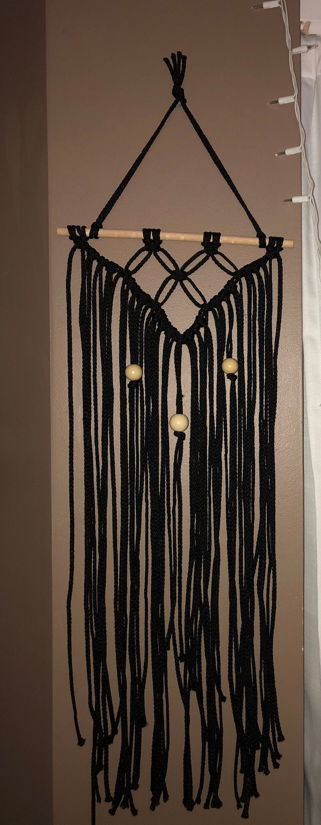 Black Beaded Macrame Wall Hanging - Etsy