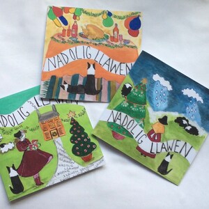 Welsh CHRISTMAS Cards 3 Pack - NADOLIG LLAWEN -prints of My Hand ...