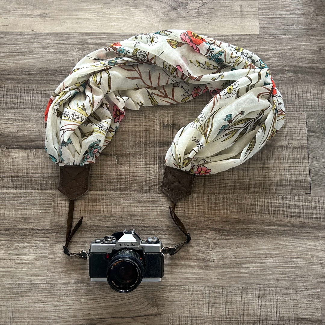 Off White Floral Upcycled Soft Scarf Adjustable Camera Strap - Etsy