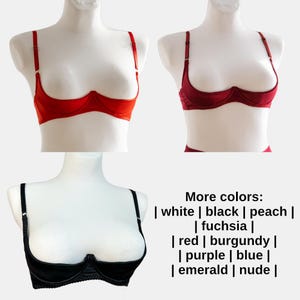 Shelf Bra Open Cupless With Support: Satin Quarter Cup Push up Lingerie Open Crotched - Etsy