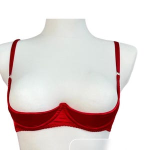 Shelf Bra Open Cupless With Support: Satin Quarter Cup Push up Lingerie Open Crotched - Etsy