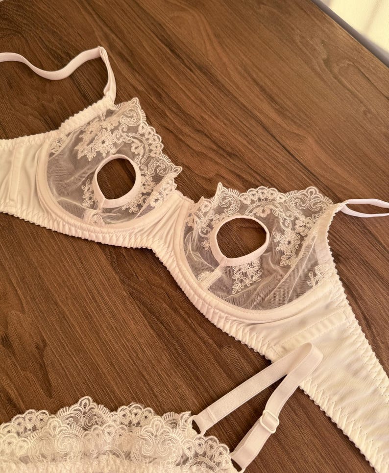 Peep Hole Bra Open Cupless - Hole in Bra for Nipple, Sheer Lace Bra in ...