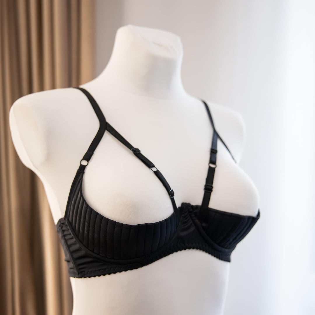 Open Shelf Bra, Open Crotched Lingerie, Open Cupless Bra for Large Breast, Quarter Cup Bra With ...