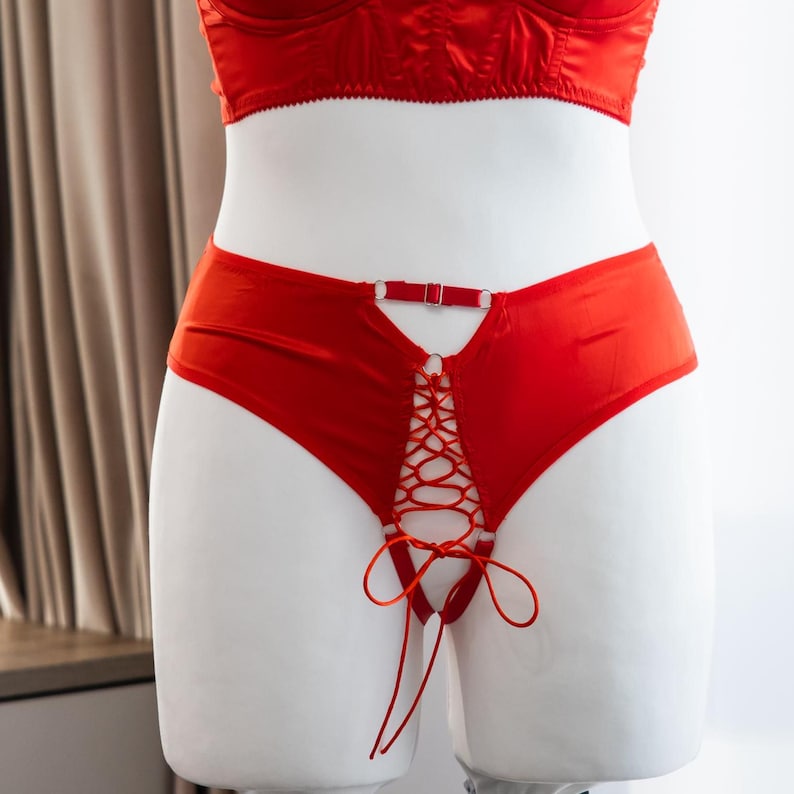 Satin Open Crotch Panties Uncensored Open Crotch Less Bikini Plus Size