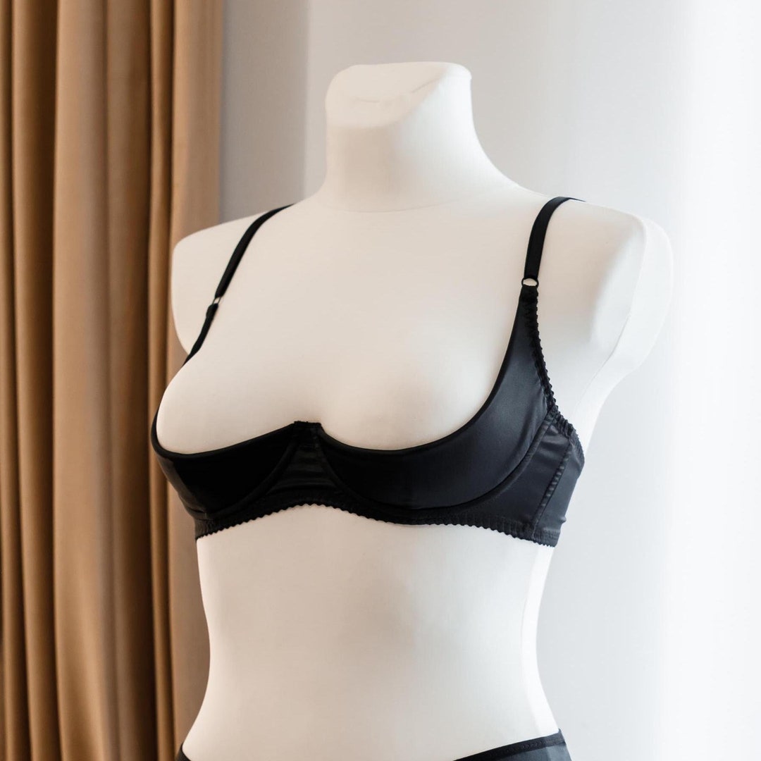 Satin Shelf Bra Open, 1/4 Quarter Cup Bra With Support, Open Shelf Bra With Support, Open ...