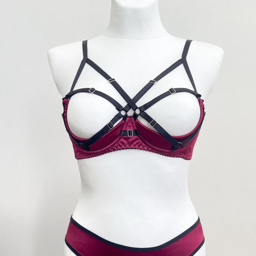 Shelf Bra for Large Bust Satin Quarter Cup Bra , Open Cupless Bra, 1/4 Cupless Bra Plus Size Bra ...