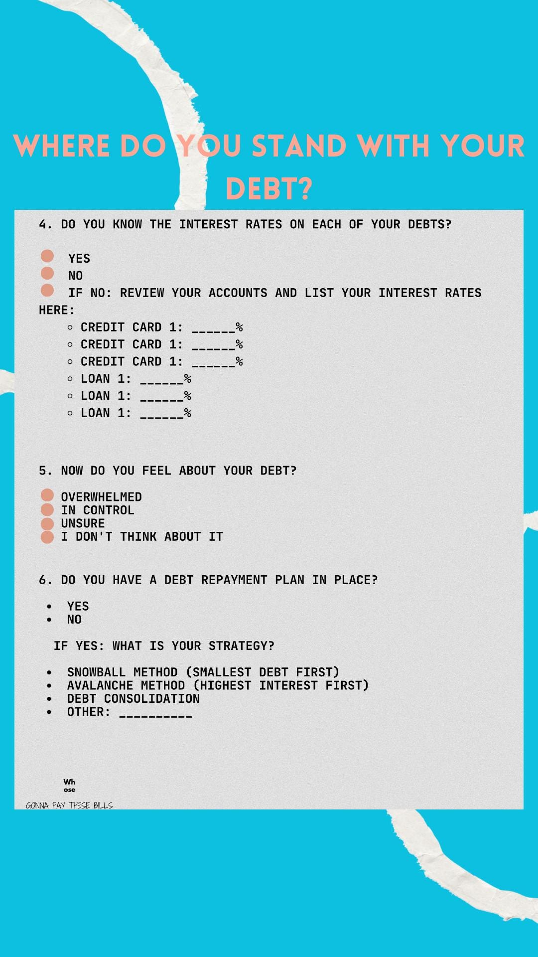 Debt Crushers: Smash Your Balances - Debt Self-assessment Worksheet ...