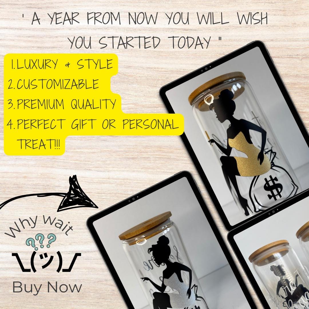 16oz Glass Savings Jars With Bamboo Lid – Secure Silver Silhouette L ...