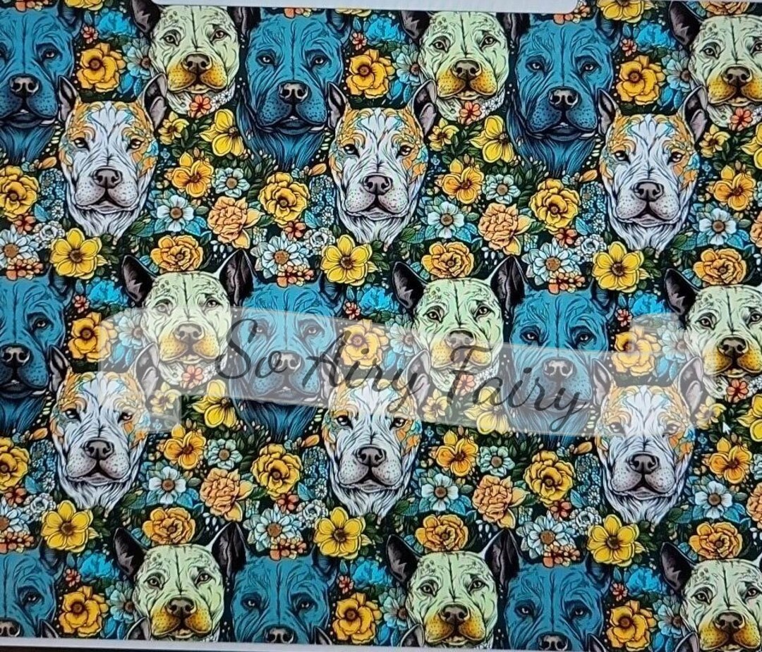 Seamless File Pit Bull Floral #1 300 Dpi JPG - Etsy