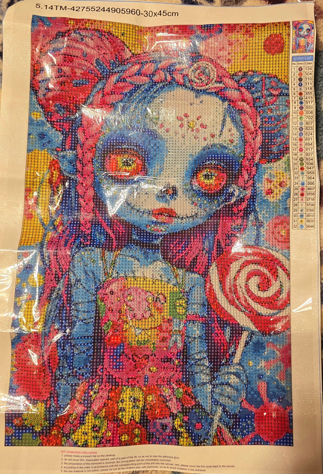 Pastel Zombie Girl Diamond Painting Kit Full Round Drill 30x40cm Ready ...