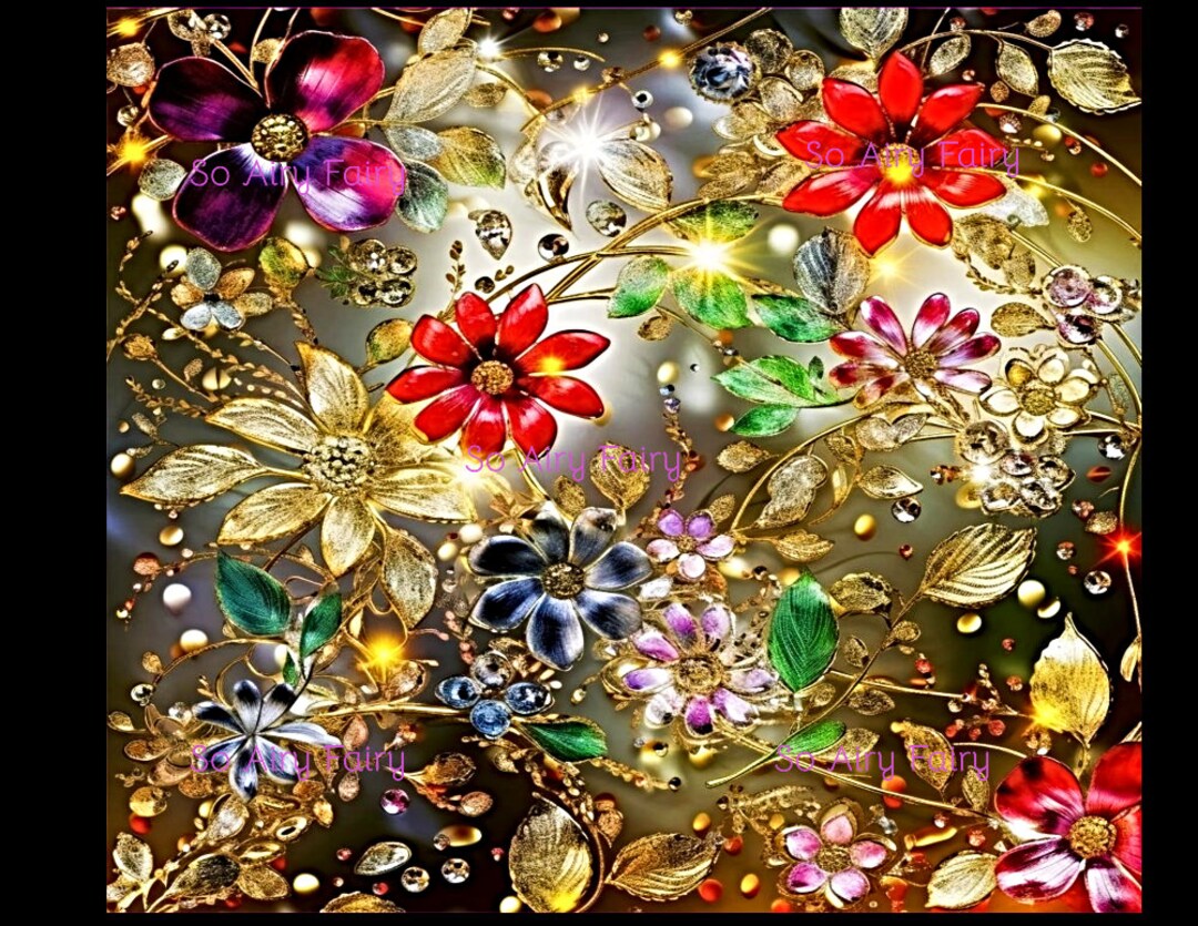 Digital File Sublimation Jeweled Floral 1 Download Only 20 Oz - Etsy