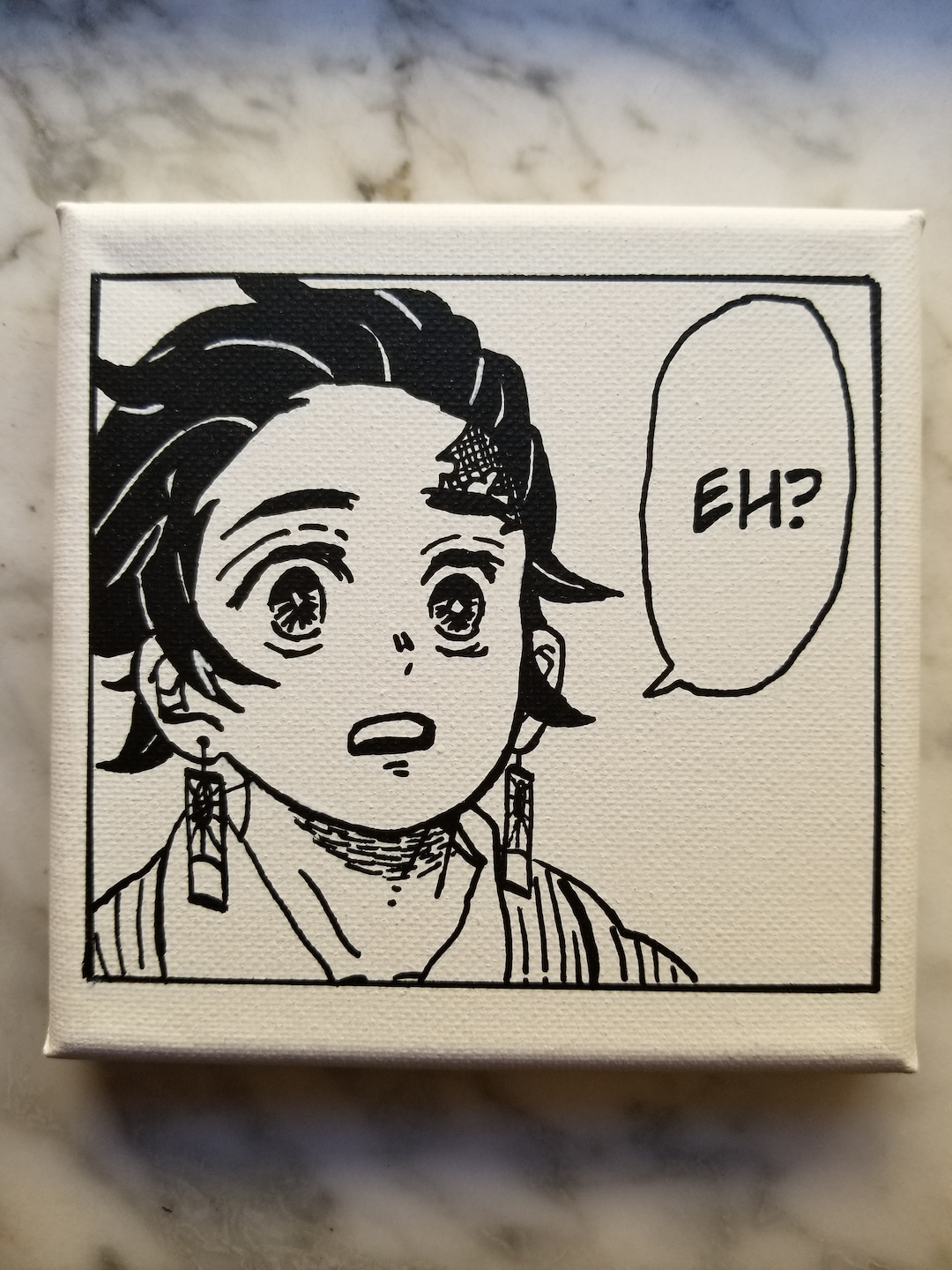 Tanjiro Painted Manga Panel (5"x5") - Etsy