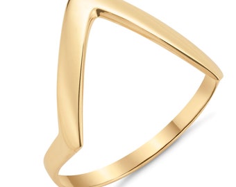 Chevron Stackable Ring / 14k Solid Yellow Gold / 14k Solid White Gold ...