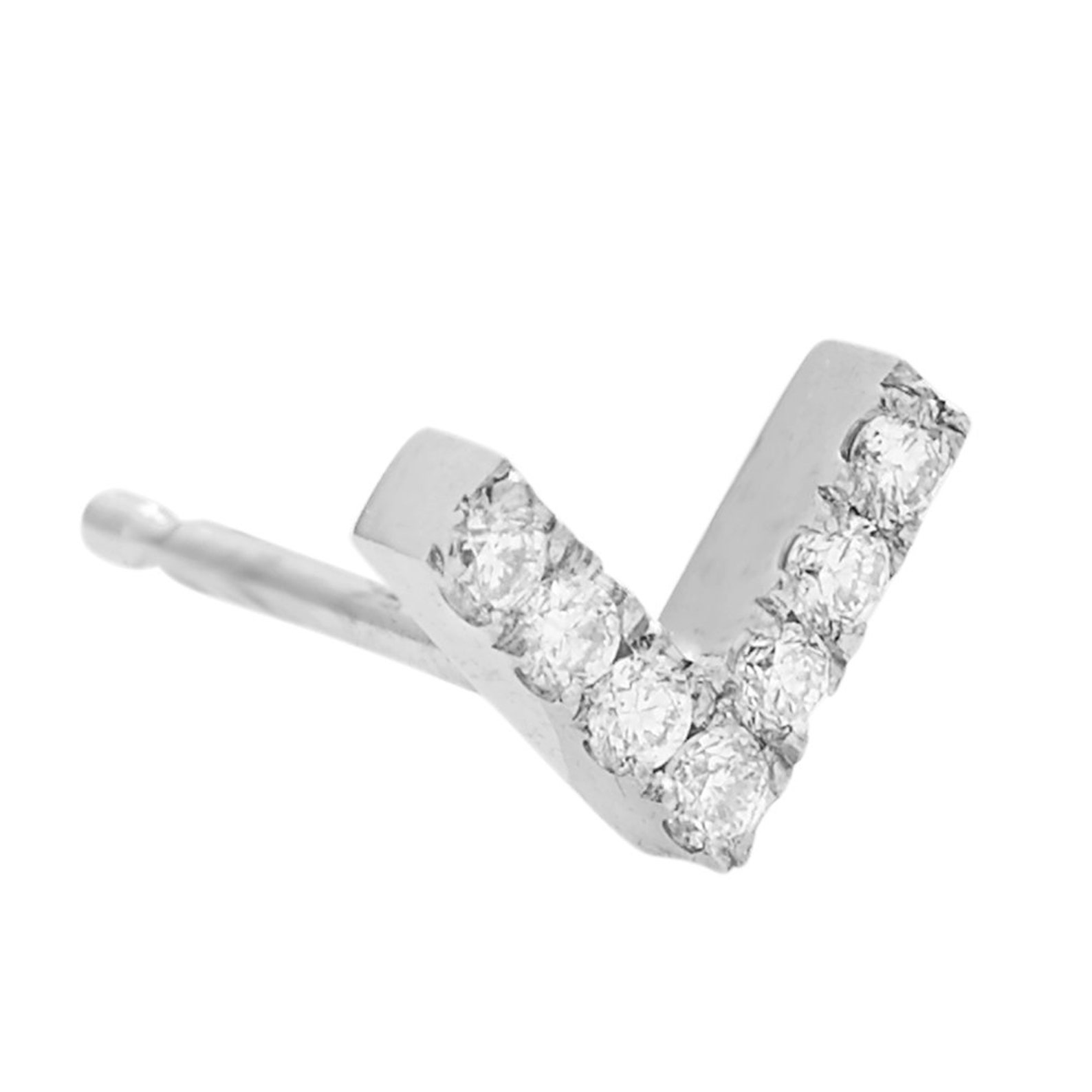 Diamond V Shape Stud Earring - 14k Solid Gold Stud Earring - Etsy