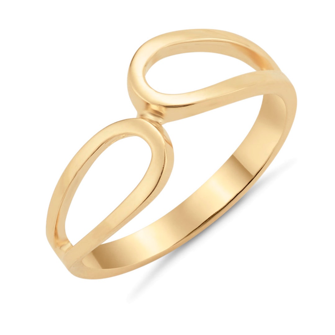 Double Open Loop Ring - 14k Solid Yellow Gold / 14k Solid White Gold ...