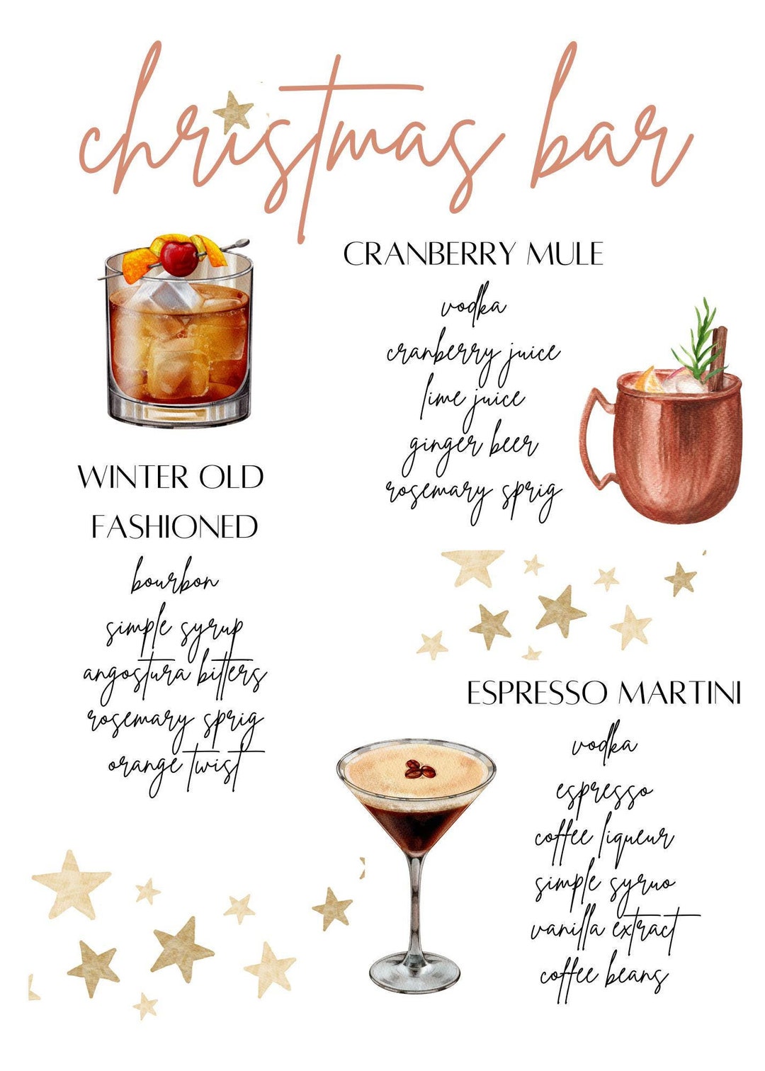 Christmas Bar Drink Menu - Etsy