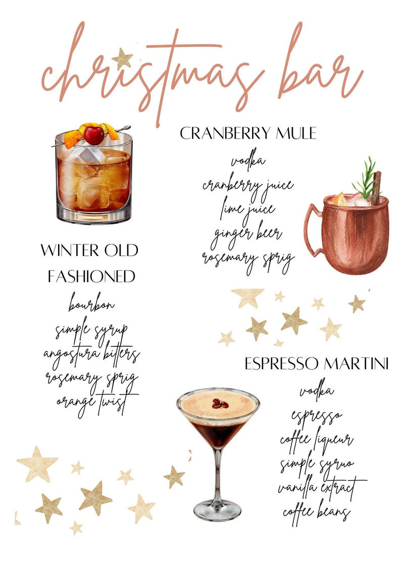 Christmas Bar Drink Menu - Etsy