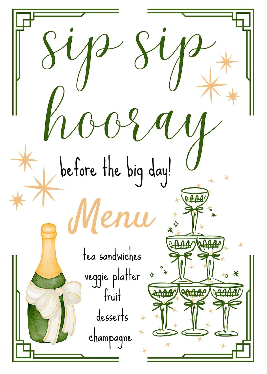 Sip Sip Hooray Menu - Etsy